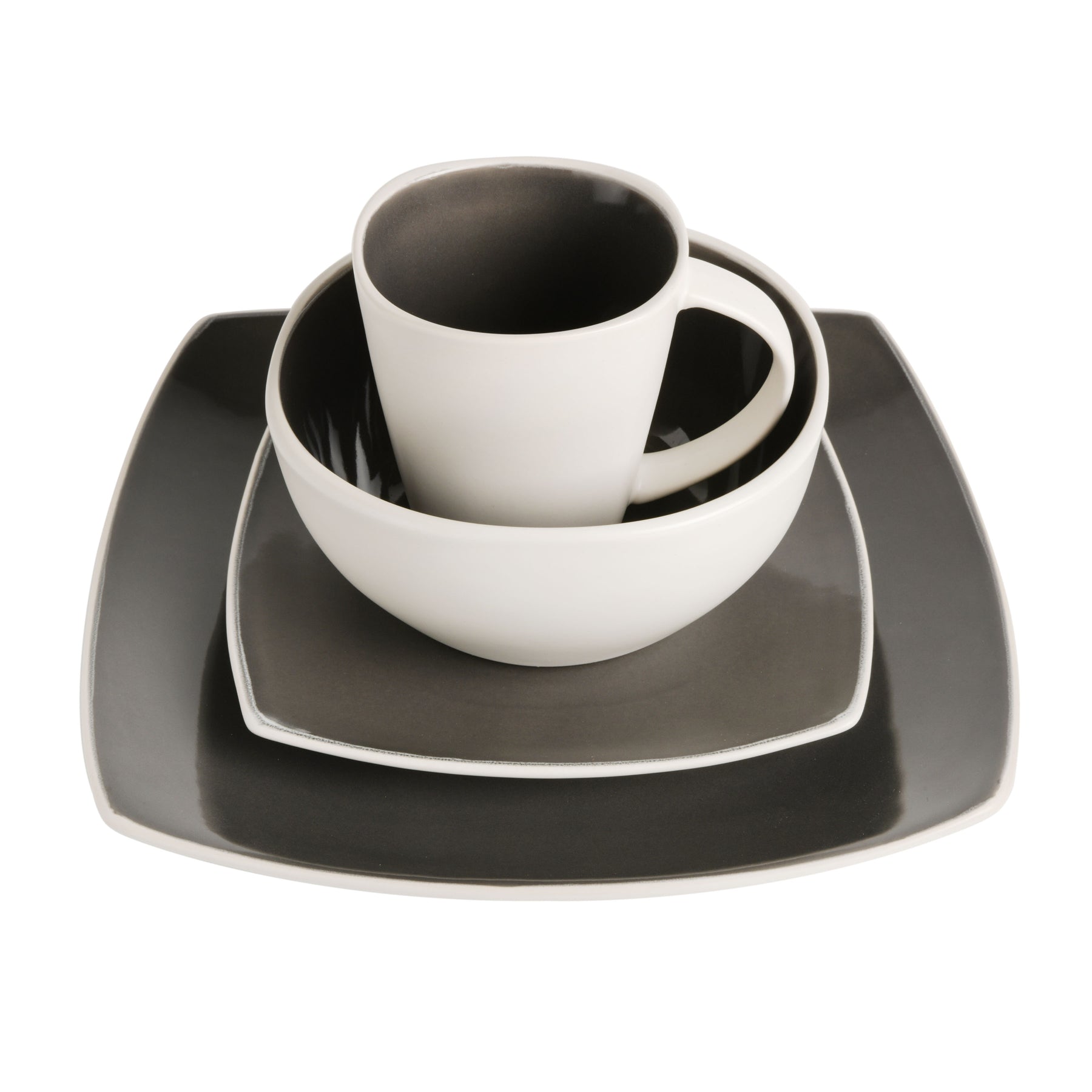 Gibson Soho Lounge White Square 16-Piece Stoneware Dinnerware Set