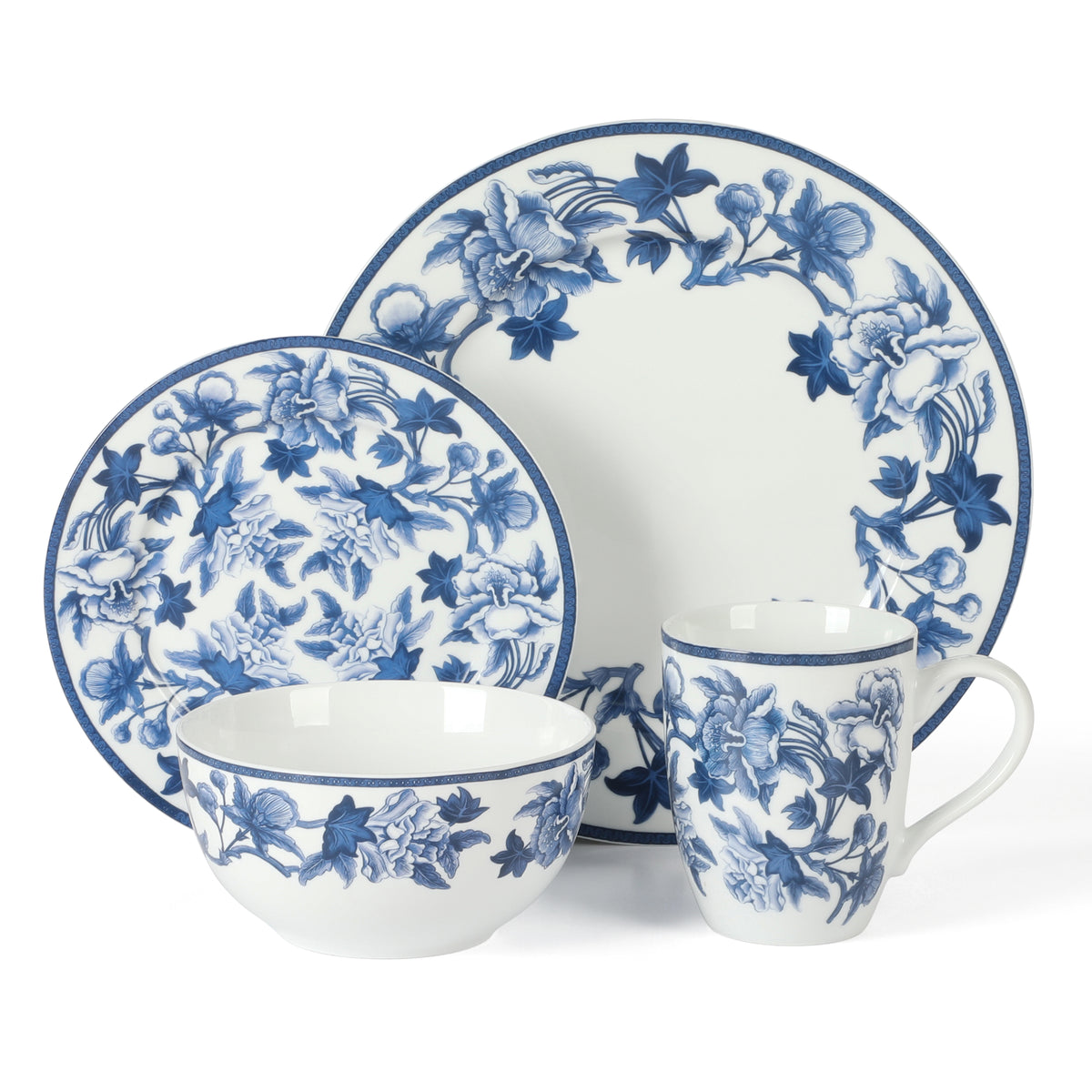 Martha Stewart Goodale Vintage Blue Stoneware 16 Piece Dinnerware Set