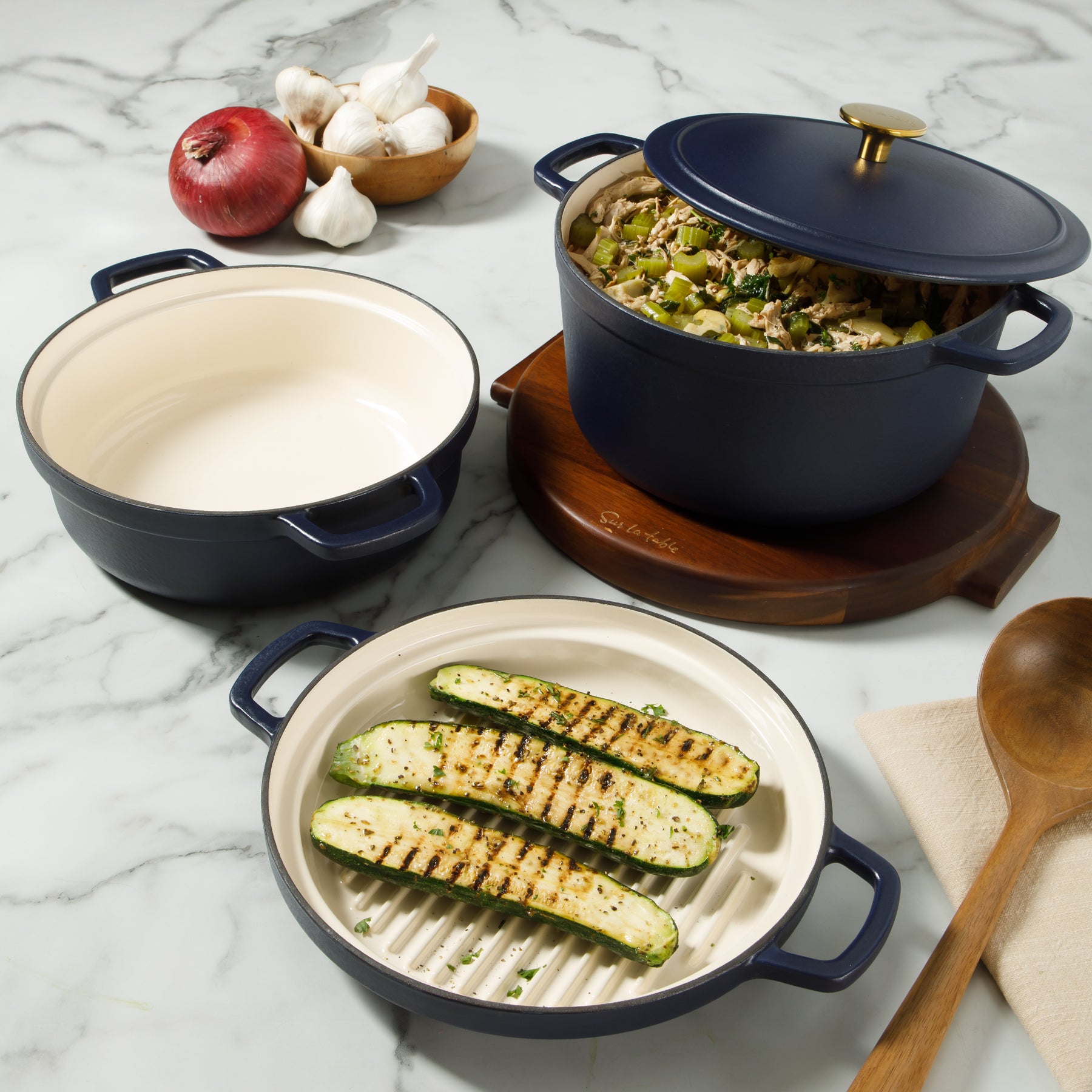 Sur La Table Kitchen Essentials 4-Piece Enameled Cast Iron Stackable C