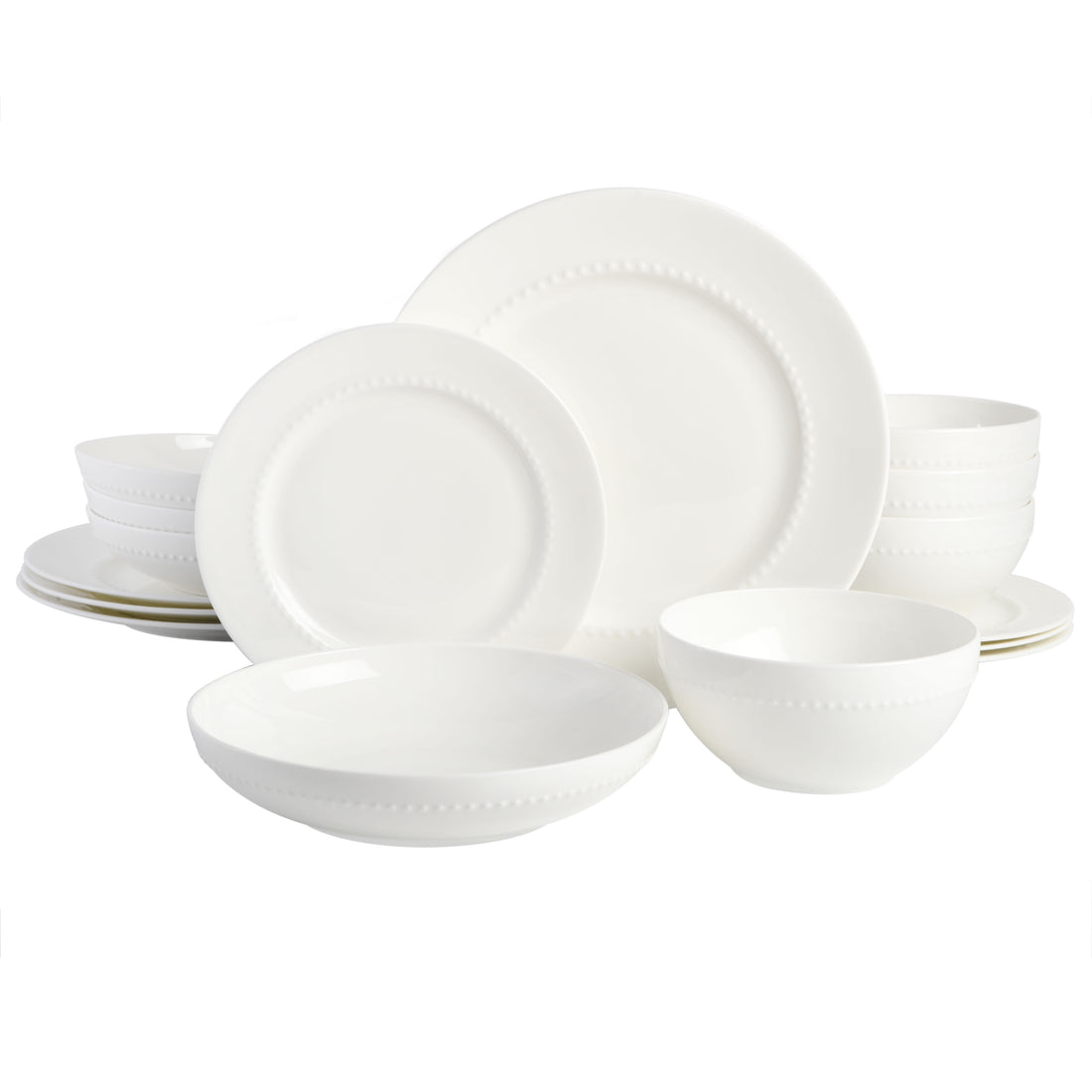 Gibson Elite Embossed Bone China 16-Piece Double Bowl Dinnerware Set