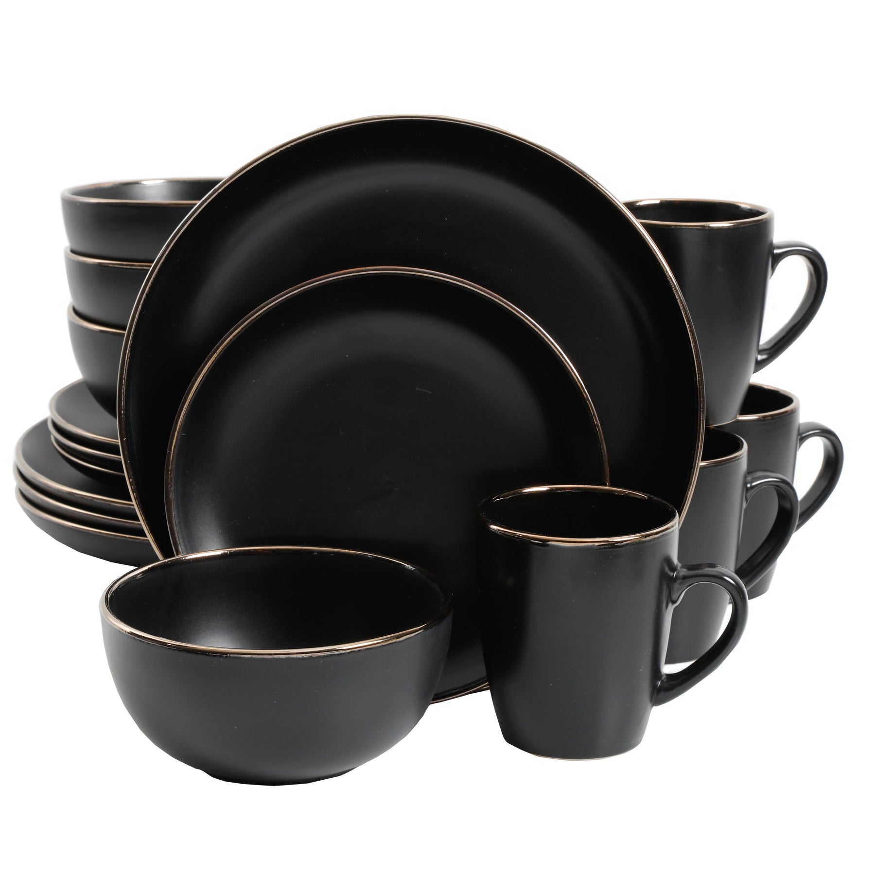 Gibson Home Rockaway Gold 16-Piece Stoneware Dinnerware Set