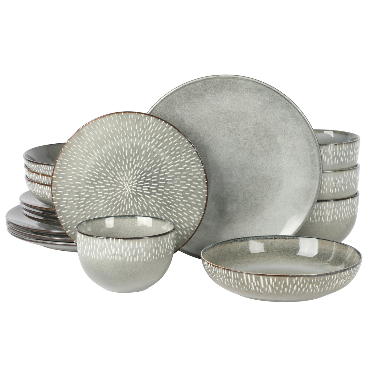 Gibson Elite Matisse 16-Piece Reactive Stoneware Double Bowl Dinnerwar