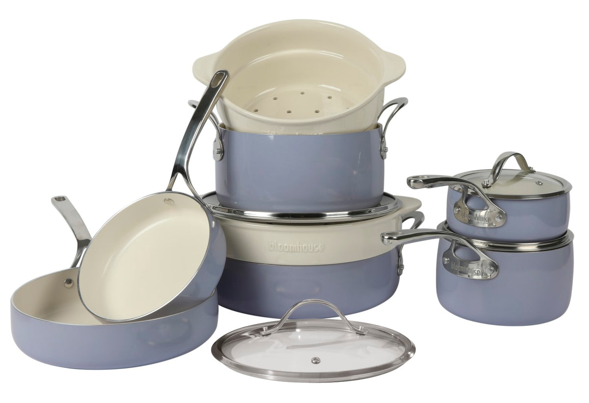 Bloomhouse 12 Piece Aluminum Enamel Cookware Set w/ Non-stick Non-toxi